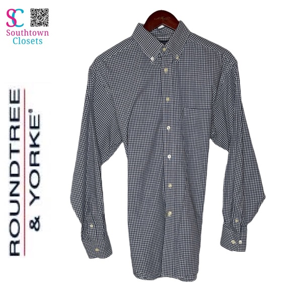 Roundtree & Yorke | Shirts | Roundtree Yorke Black And White Micro ...